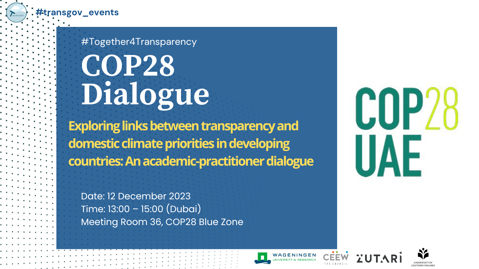 COP28 Dialogue – TRANSGOV